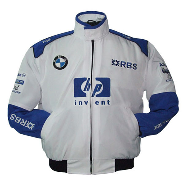 Race Car Jackets. BMW RBS F1 Racing Jacket White and Royal Blue