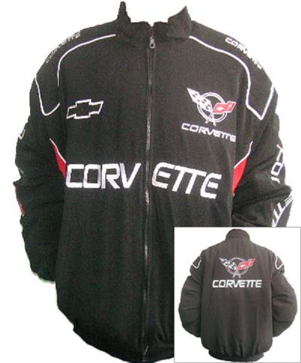 Race Car Jackets. Corvette C5 Racing Jacket Black with Red