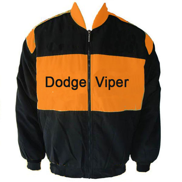 Race Car Jackets. Dodge Viper Racing Jacket Black and Orange
