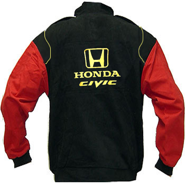 Race Car Jackets. Honda Civic Racing Jacket Black and Red with Yellow ...