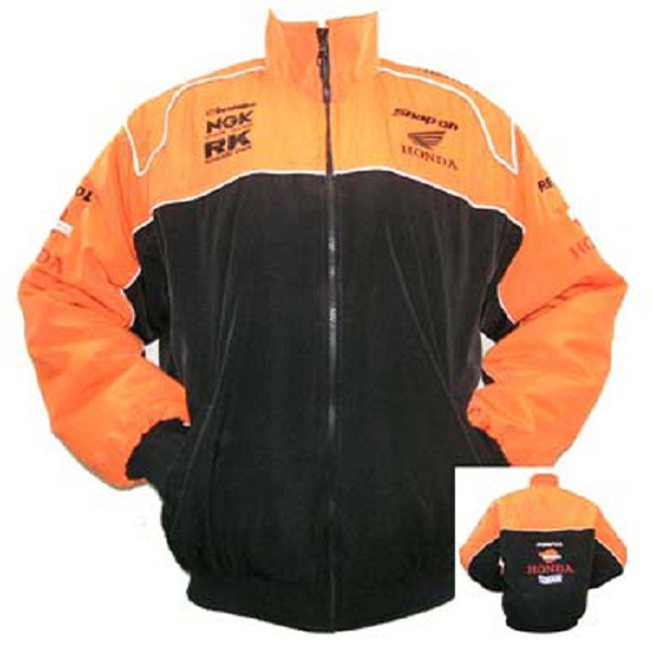 Race Car Jackets. Honda Repsol Racing Jacket Orange on Black