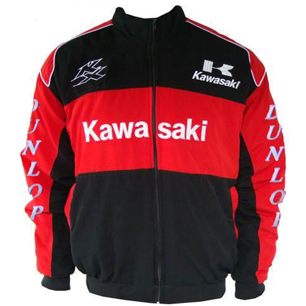Race Car Jackets. Kawasaki KX Motorcycle Jacket Black and Red