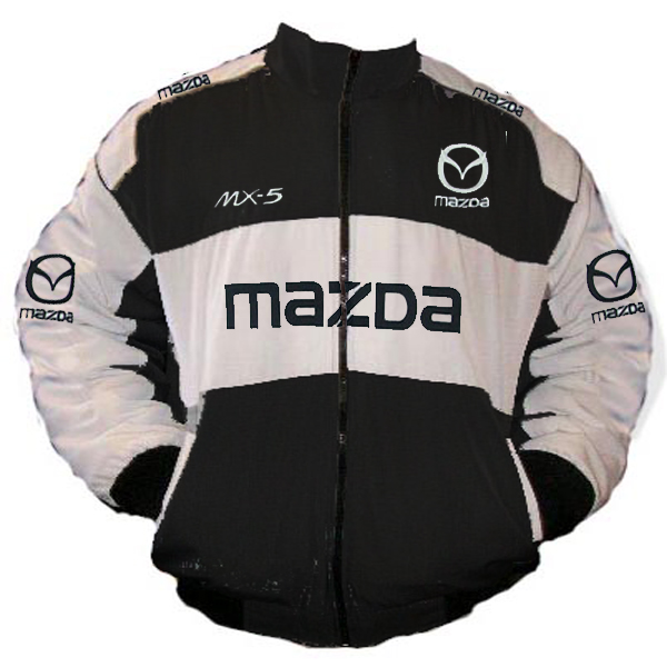 Race Car Jackets. Mazda MX-5 Racing Jacket Black and White