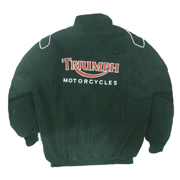 Race Car Jackets. Triumph Motorcycle Jacket Black with Red Embroidery