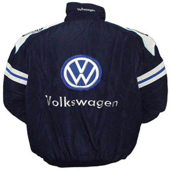 Race Car Jackets. VW Volkswagen Racing Jacket Dark Blue with White