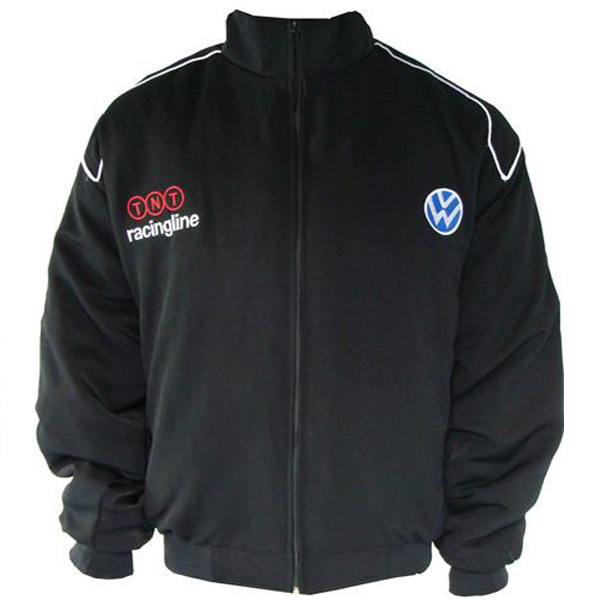 Race Car Jackets. VW Volkswagen Racing Jacket Black with Blue Embroidery