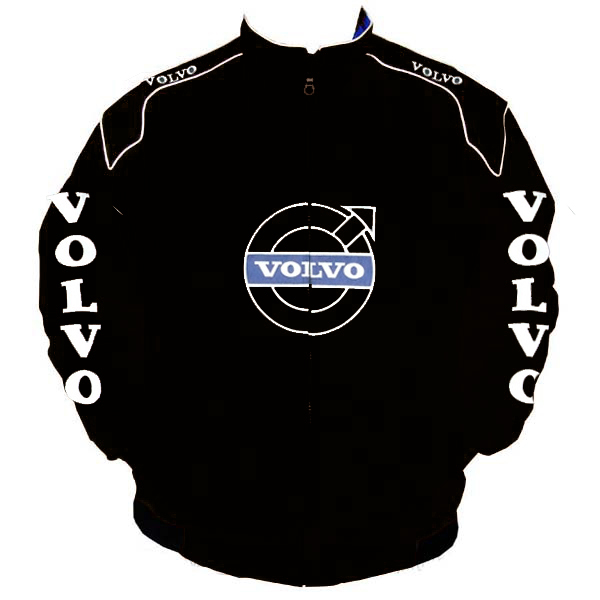 Race Car Jackets. Volvo Racing Jacket Black with Blue Embroidery